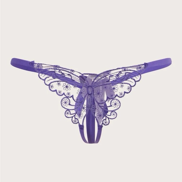 unb | Intimates & Sleepwear | Purple Butterfly Pattern Crotchless Panty ...